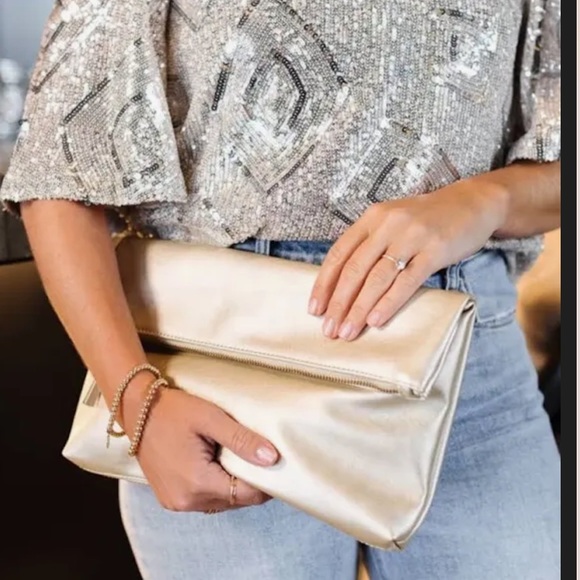 jilly box | Bags | Jilly Box Fawn Gold Clutch Bag | Poshmark